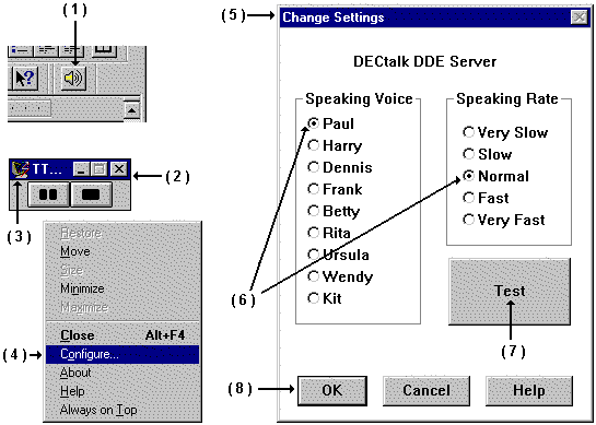 Launching and Configuring the DECtalk TTS Server - illustrated